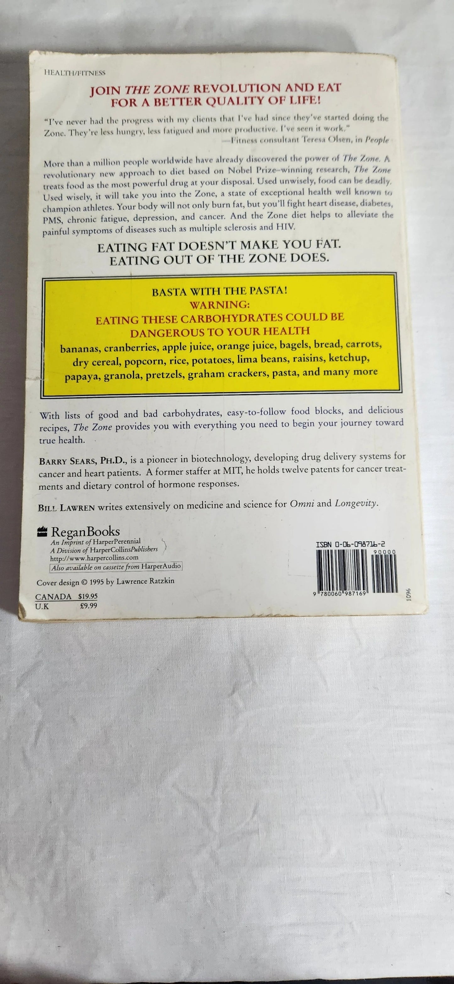 Enter The Zone : A Dietary Road Map - Barry Sears Ph.D – Second Chance ...